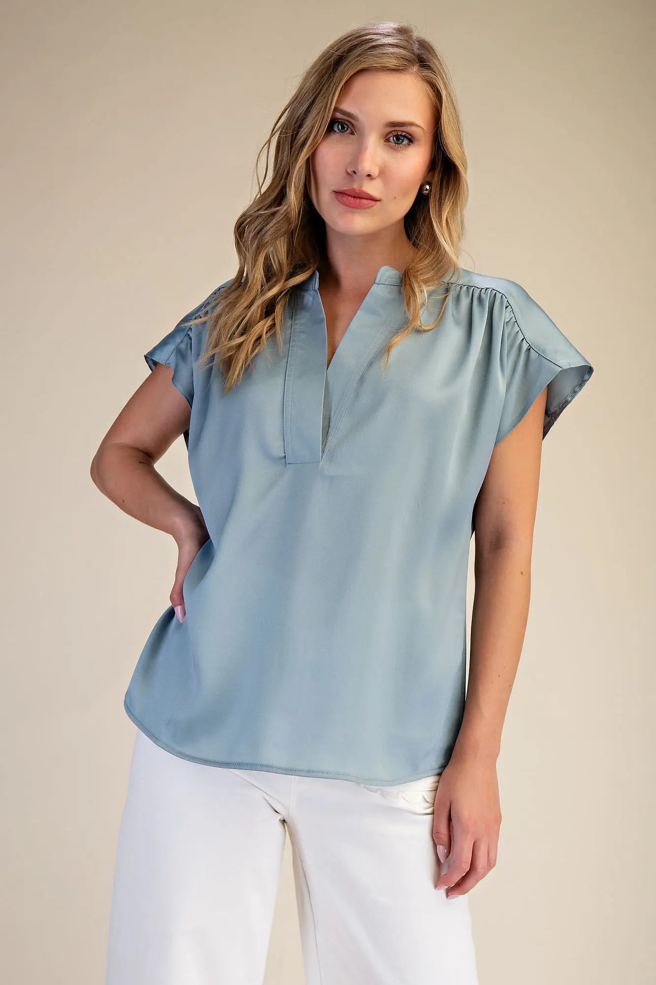 Essential V Neck Cap Sleeve Top – Bead Bloom