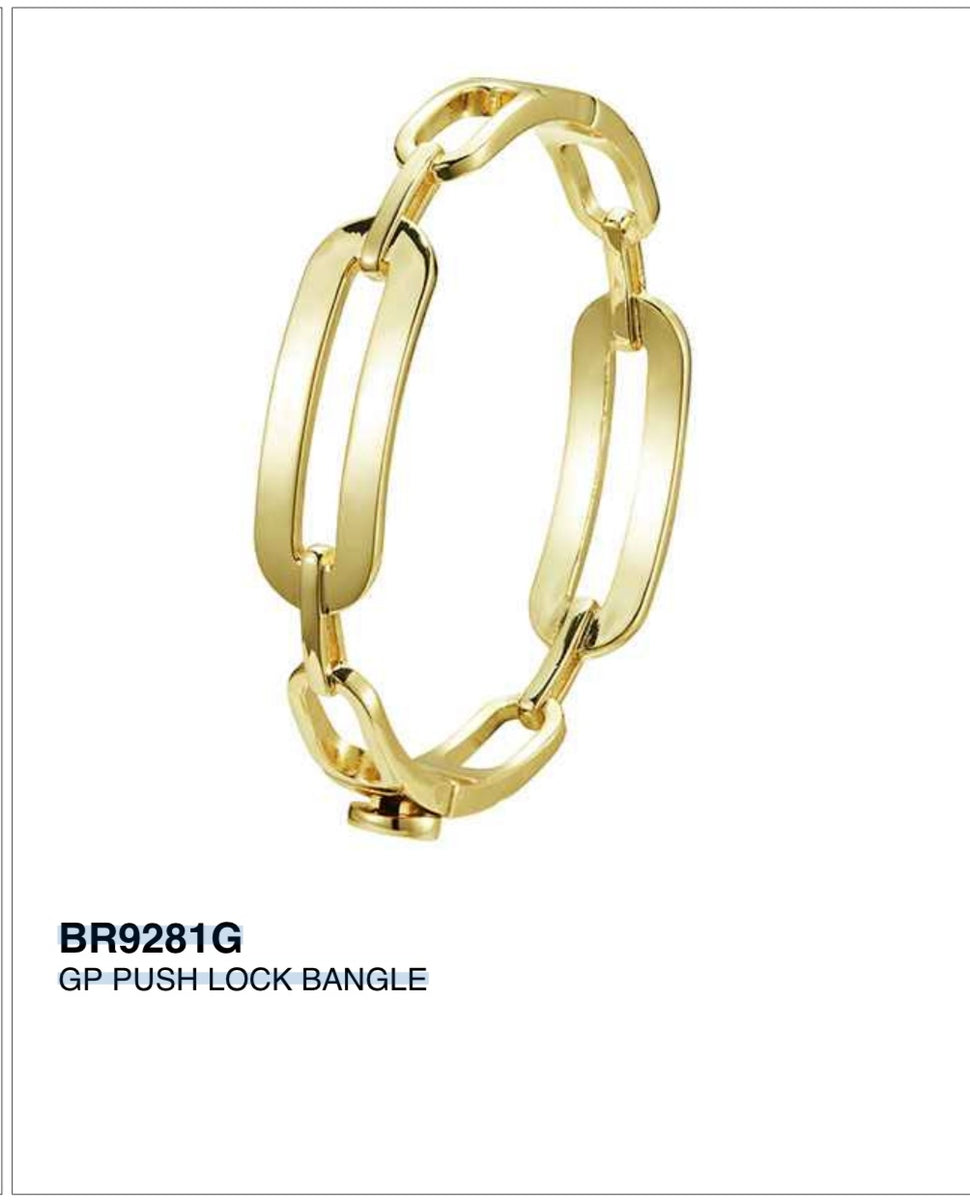 SA gold plated push lock bangle – Bead Bloom