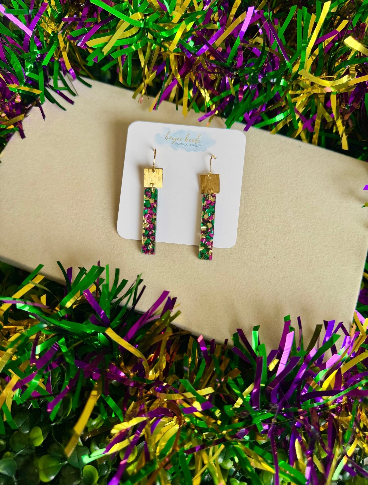 Vivienne - Boujee Mardi Gras Stick Earrings | Lightweight & Festive ...